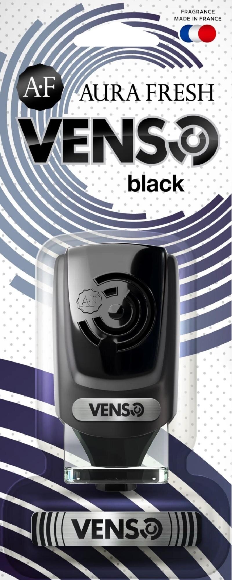 Ароматизатор автомобильный Aura Fresh / Аура Фреш Venso Black на дефлектор, древесный аромат, 6мл / автотовары