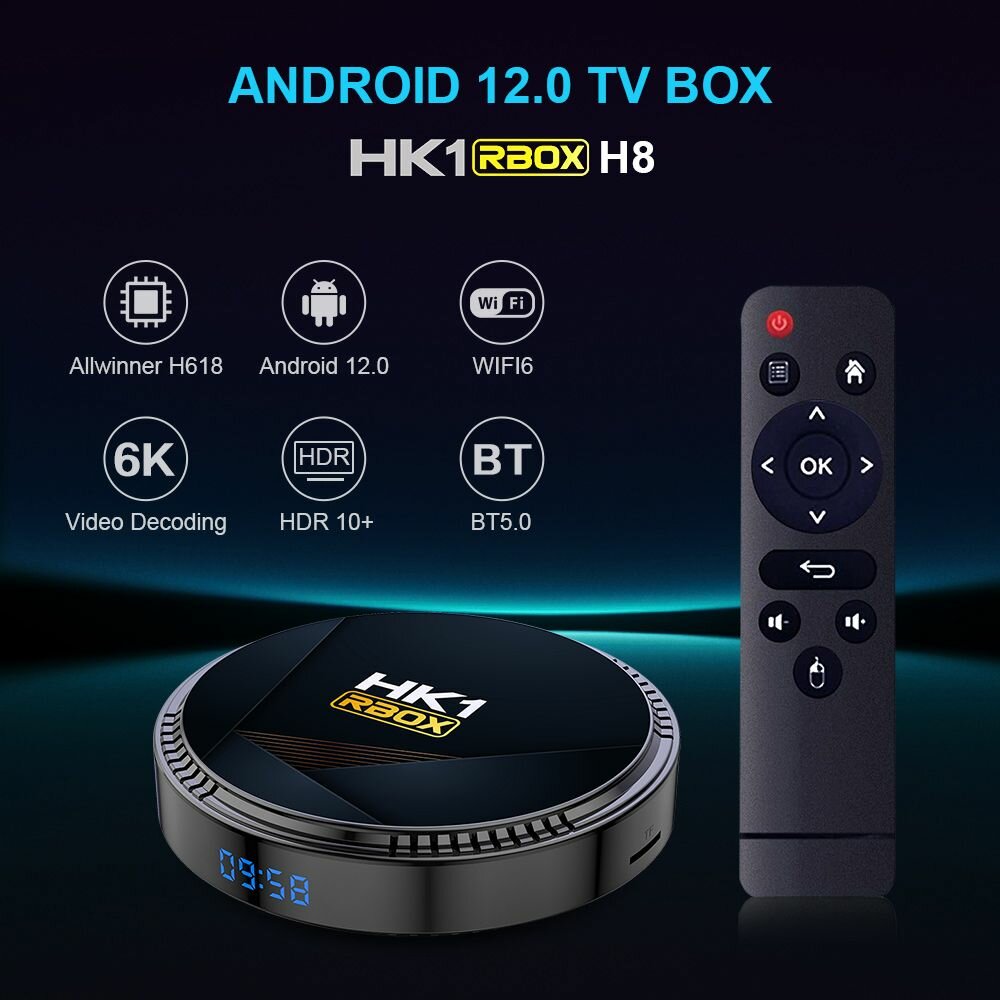 HK1 RBOX H8 Allwinner H618 Смарт-ТВ-бокс WIFI 6 BT5.0 6K HDR 10 Smart Android 12.0 ТВ-приставка Телеприставка