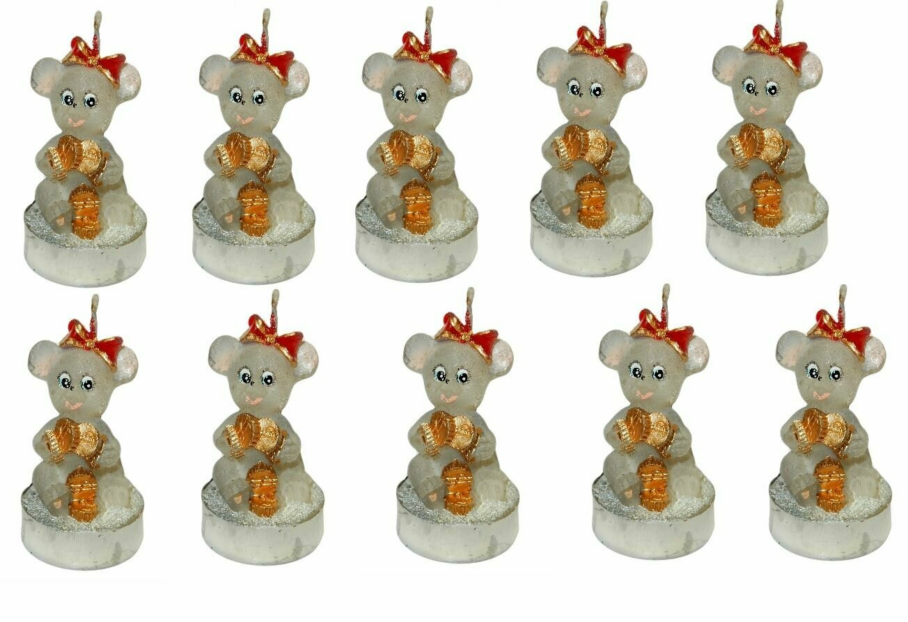 Набор свечей Мышка с бантом+монеты (10 шт).