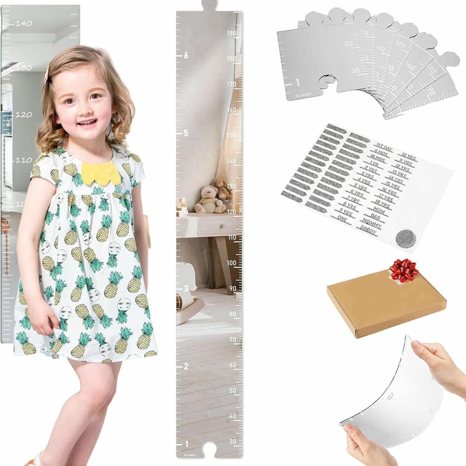 Детская таблица роста зеркало на стену, головоломка и складное зеркало для измерения высоты, декор стены спальни