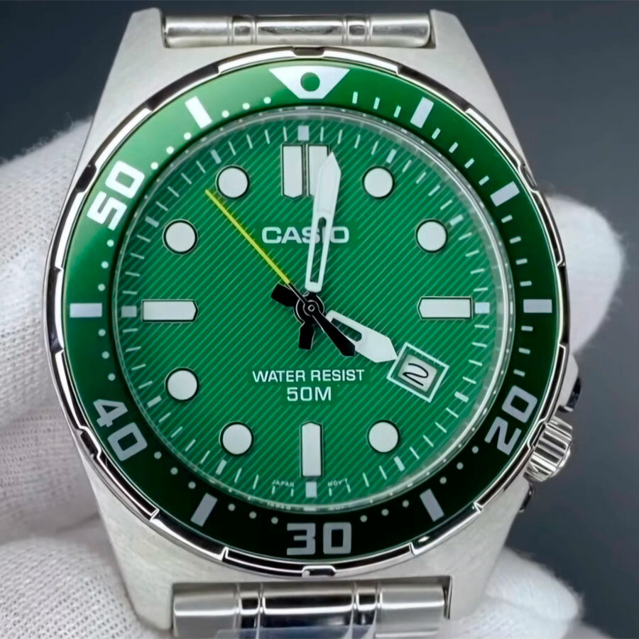 Наручные часы CASIO Collection, зеленый, серебряный — фото 1