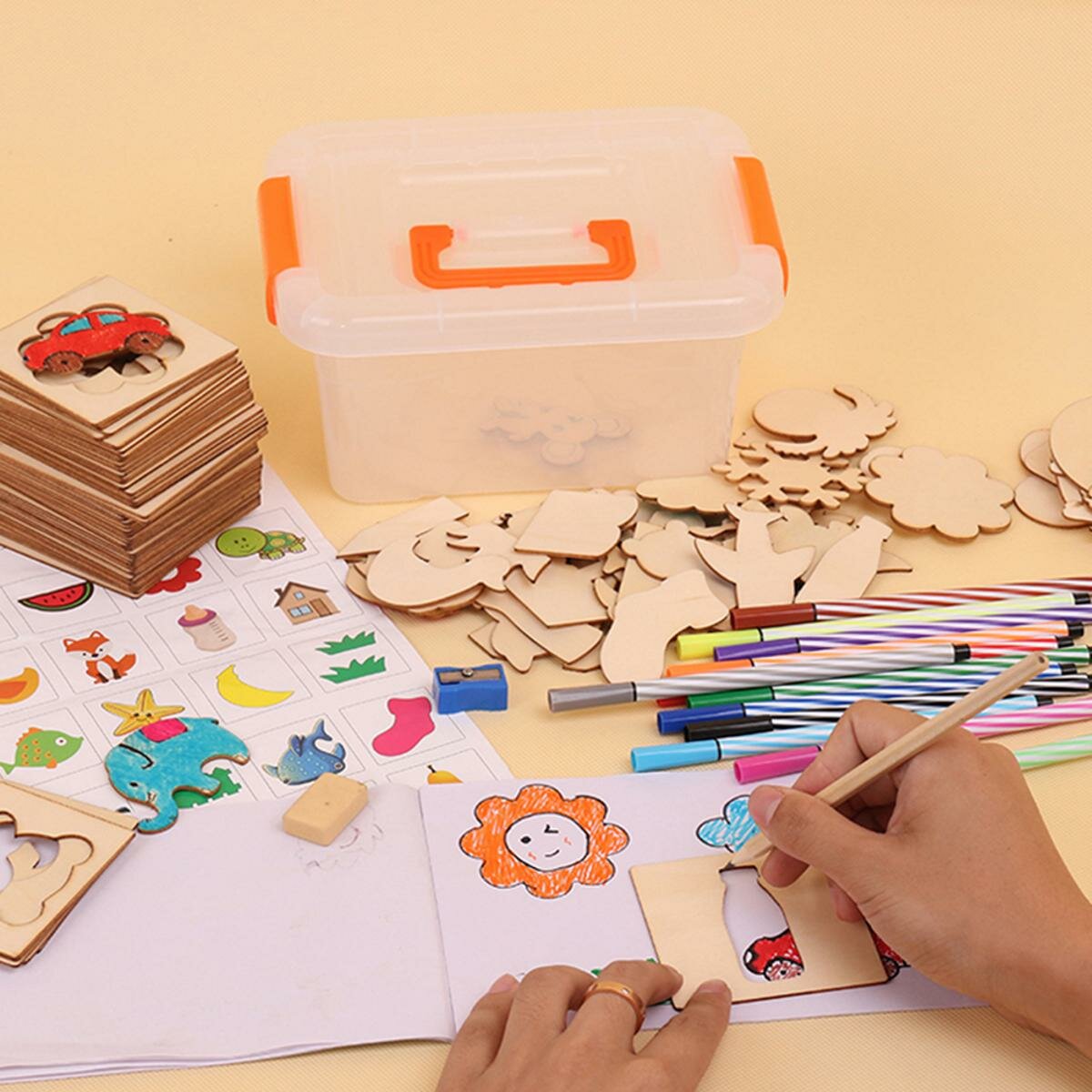 Childrenworld Деревянная картина Граффити Доска Раскраска DIY Ремесло Развивающая Детская Игрушка