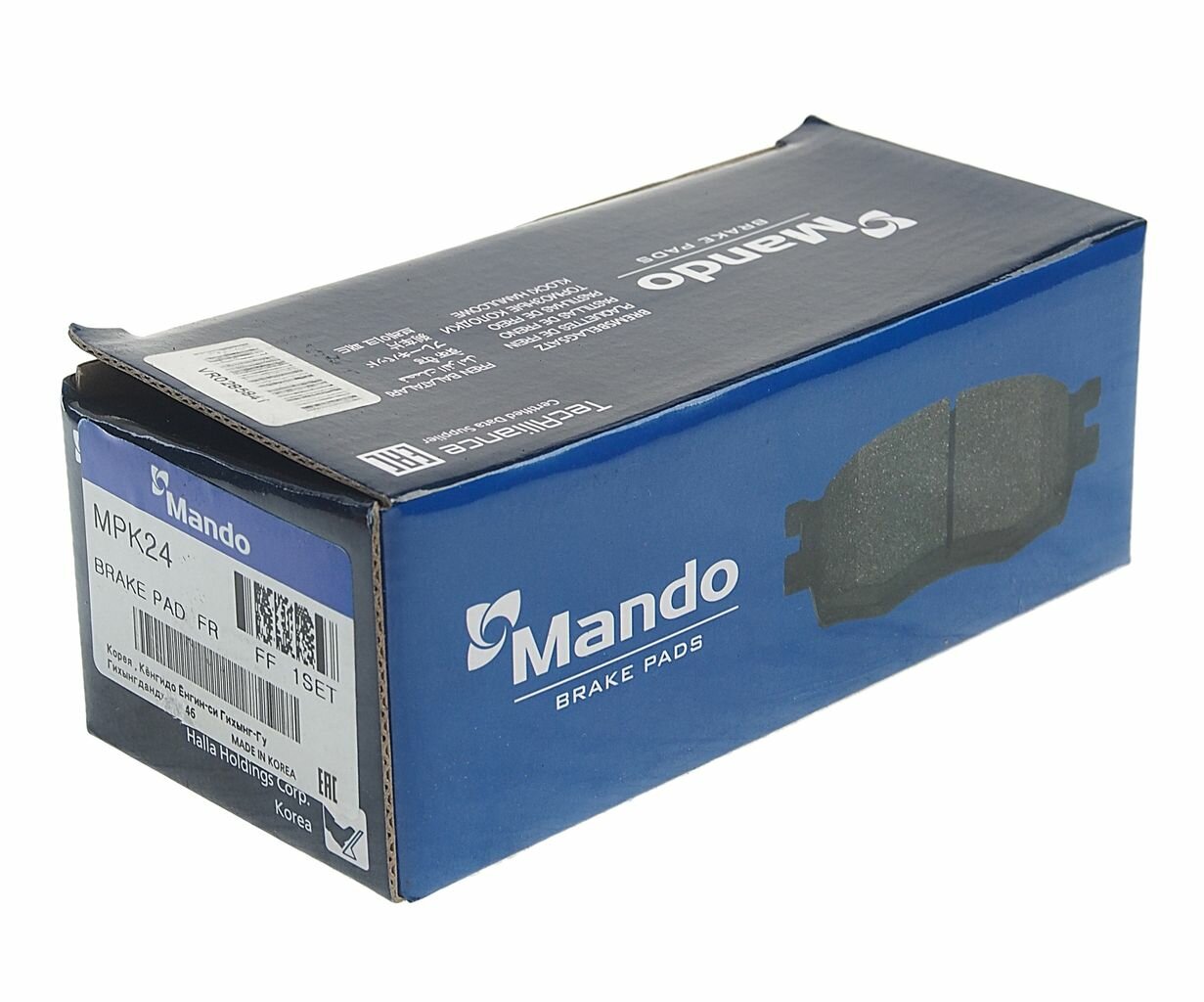 Колодки тормозные передние 4 шт для КИА Рио, Спектра, Каренс арт MPK24 MANDO