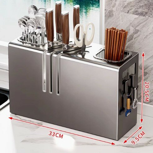 Новая подставка для кухонных ножей и полка для хранения, многофункциональный настольный и настенный органайзер для ножей, кухонных принадлежностей и палочек для еды.