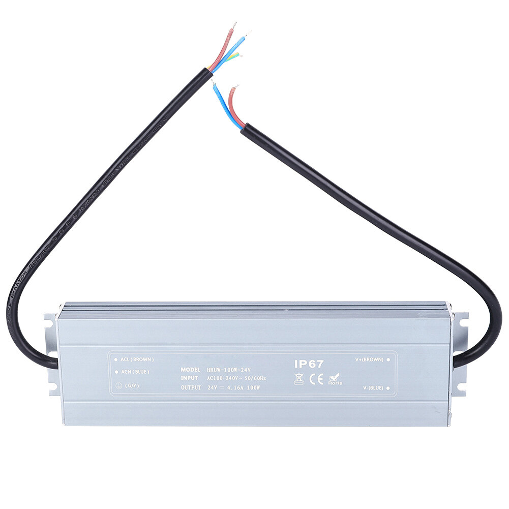 Импульсный блок питания HRUW-100W-24V, водонепроницаемый, IP67, драйвер светодиодов, трансформатор 100-240 В переменного тока.