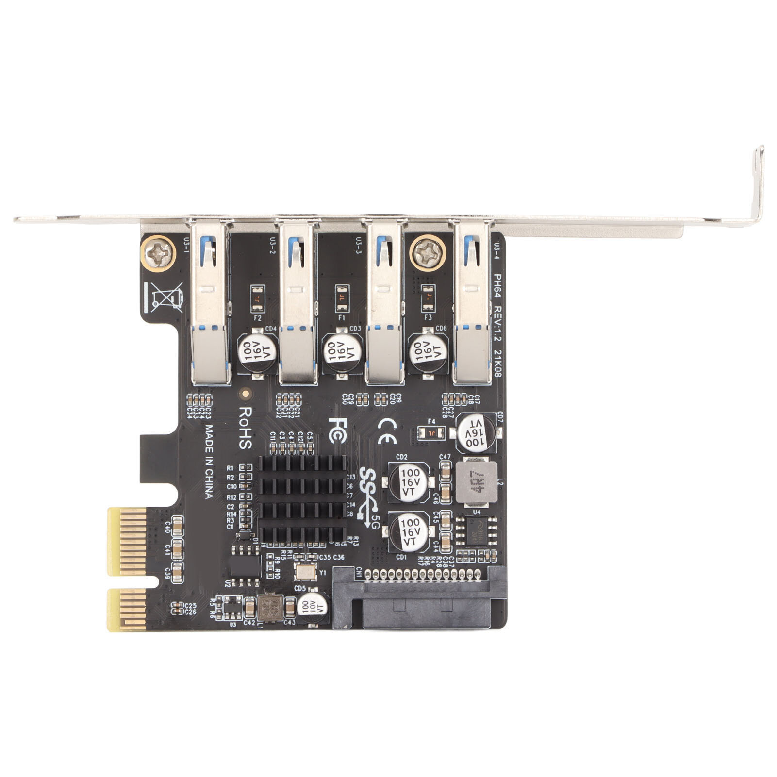 USB 3.0 PCIE Expansion Card PH64 2U/4U VL805 Chip 5Gbps Transmission 4 Port USB Expansion Card для Windows PCI-E X1 совместим с X4/X8/X16 USB1.1 USB2.0 USB3.0 USB3.1 USB3.2 5G PCI EXPRESS 3.0 XHcI 1.0 4 x USB3.0