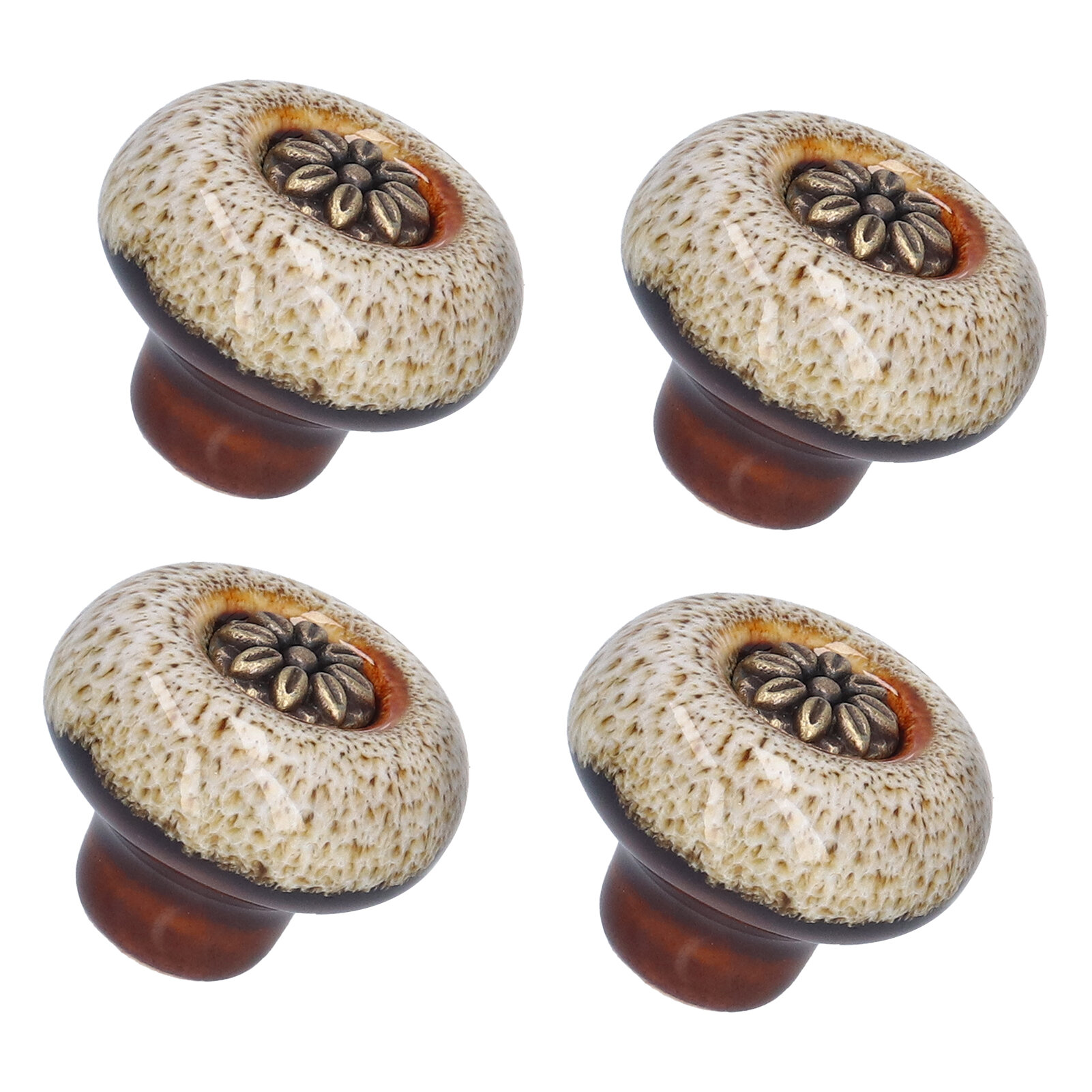 4 комплекта, ручка для шкафа, ретро, круглая дверная ручка с одним отверстием для дома, спальни, гостиной, зеленая, с древним леопардовым принтом, белая