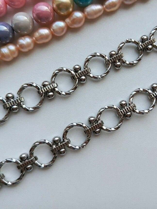 Цепь для рукоделия плетение шторки 13 мм. 0.5 м. Латунь, родий. Корейская фурнитура для бижутерии, украшений