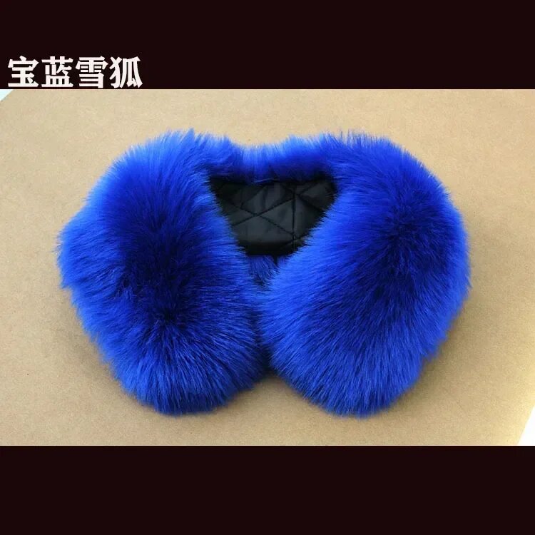 Qearlstar Женщины Факс Мех воротник Шарф 55 * 15 см Роскошные мягкие пальта Капушон Мех Декор Мужчины Детские Мех воротник Оборотки YC3,160,55,1, искусственный мех, полиэстер, королевский синий