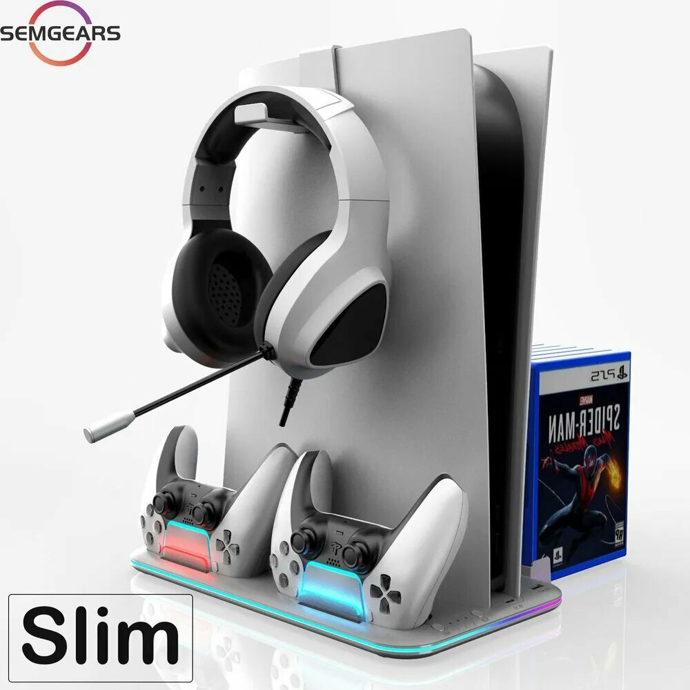 KNOW EASY-Зарядная станция, индикацией для геймпадов для PS5 Slim Multifunctional Cooling Stand