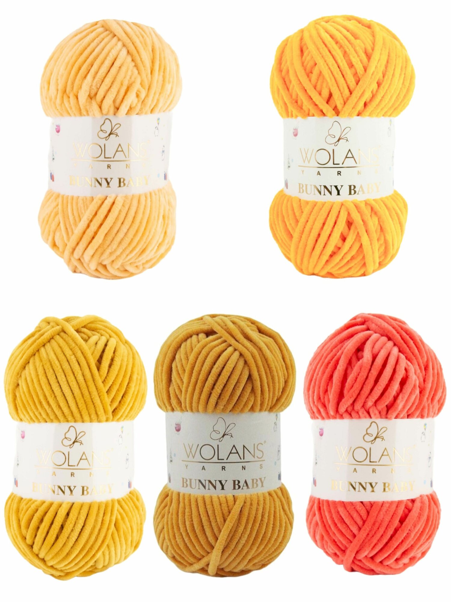 Пряжа Wolans Bunny Baby Набор для вязания BB5 (39, 25, 72, 37, 62) 5 мотков по 100 г/120 м (100% микрополиэстер) воланс банни беби