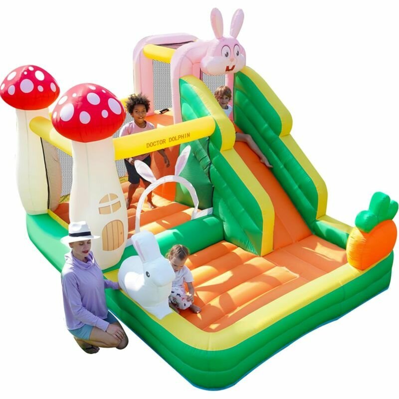 Надувной дом-батут с горкой, детский крытый замок на открытом воздухе