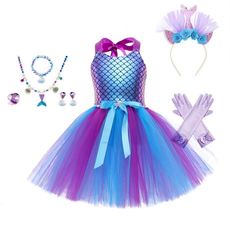 Платье русалки для девочек, детский костюм принцессы, платье-пачка, летние платья для выпускного вечера, детская школьная повседневная одежда для дня рождения