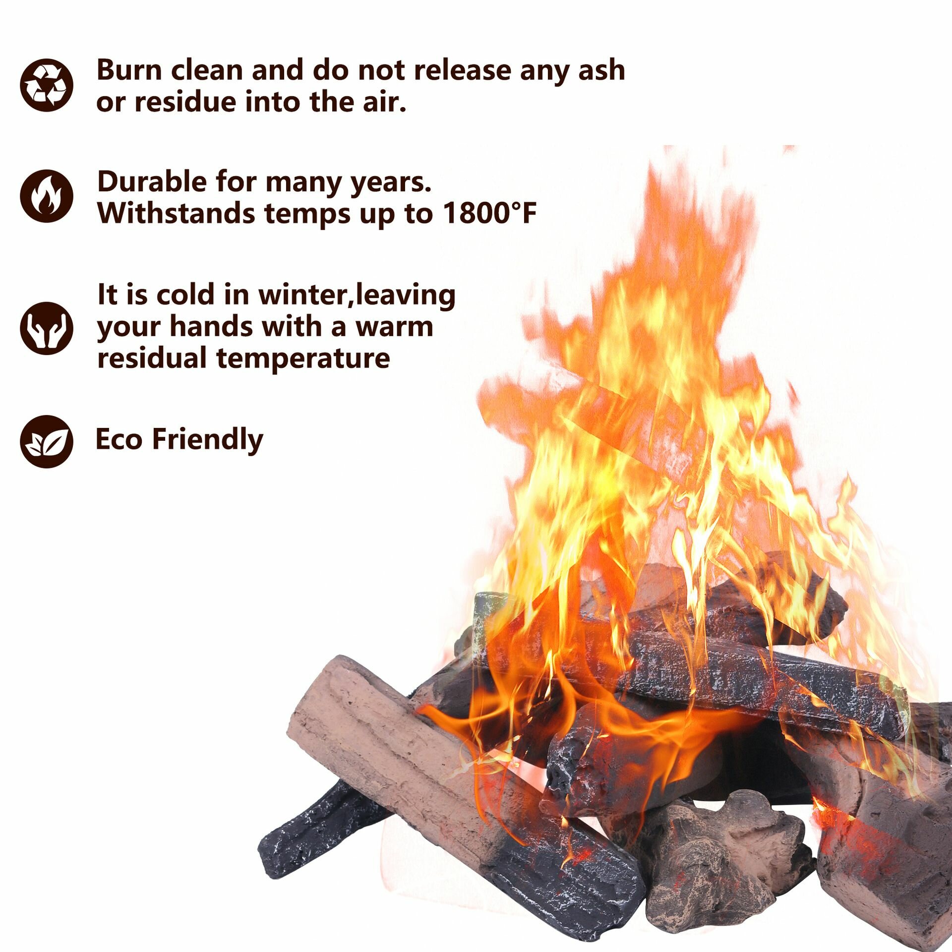 Керамические дрова для биокамина SteelHeat Сосновые ветки MAX 8 шт. (для газового / дровяного камина)