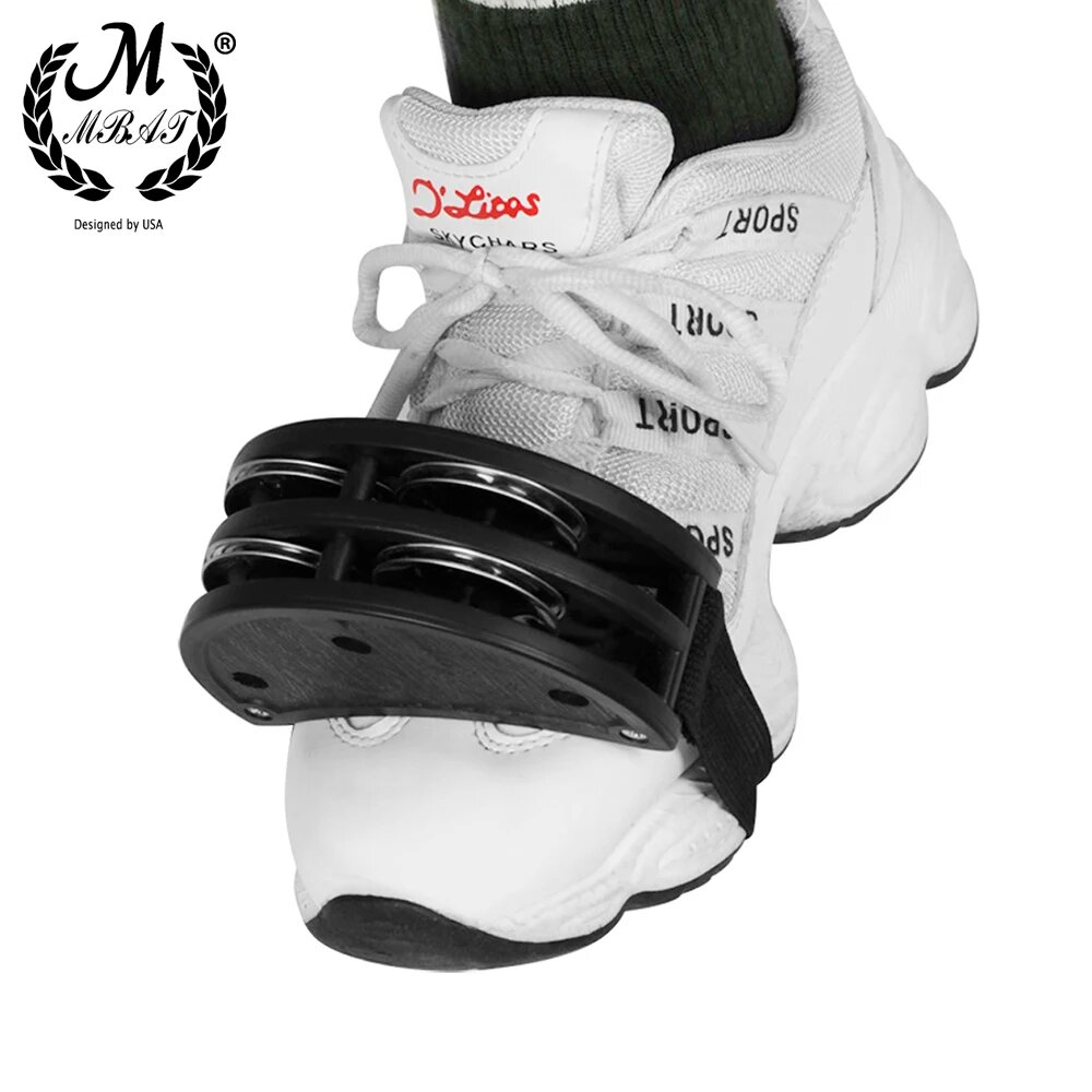 M MBAT ножной Тамбурин металлический колокольчик, портативный перкуссионный инструмент, бокс-барабан, компаньон, музыкальные игрушки, двухрядные колокольчики, тарелки