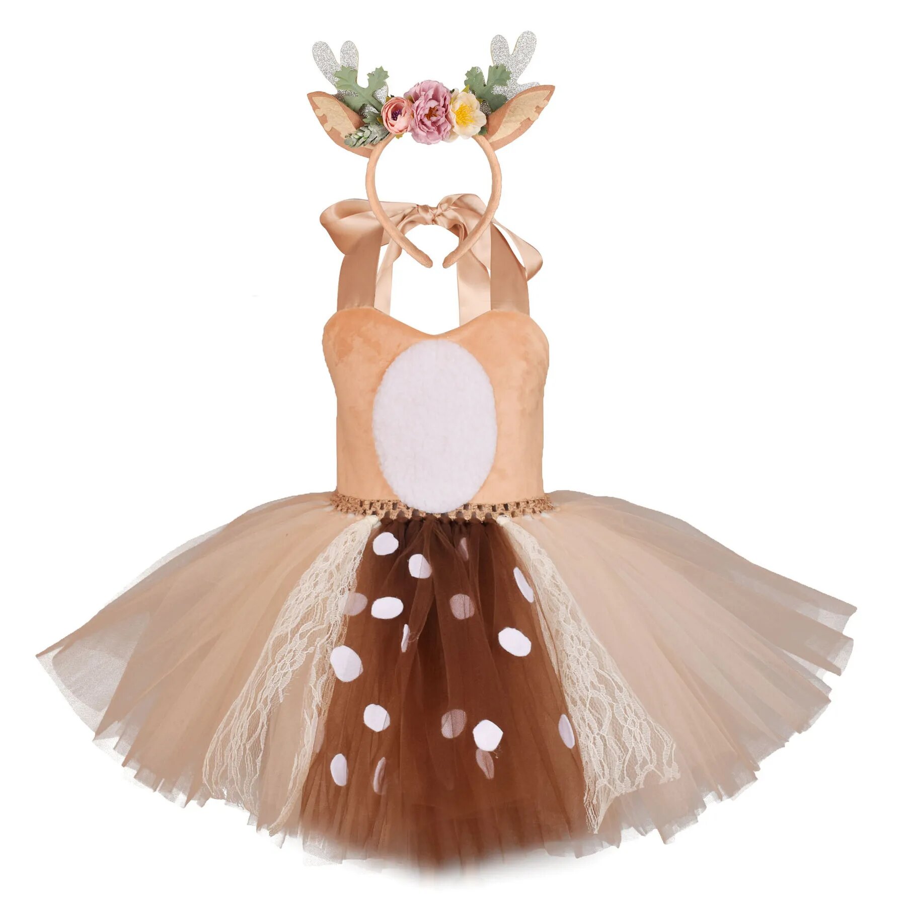 Детское платье-лоси с ободком, 5-6T, L