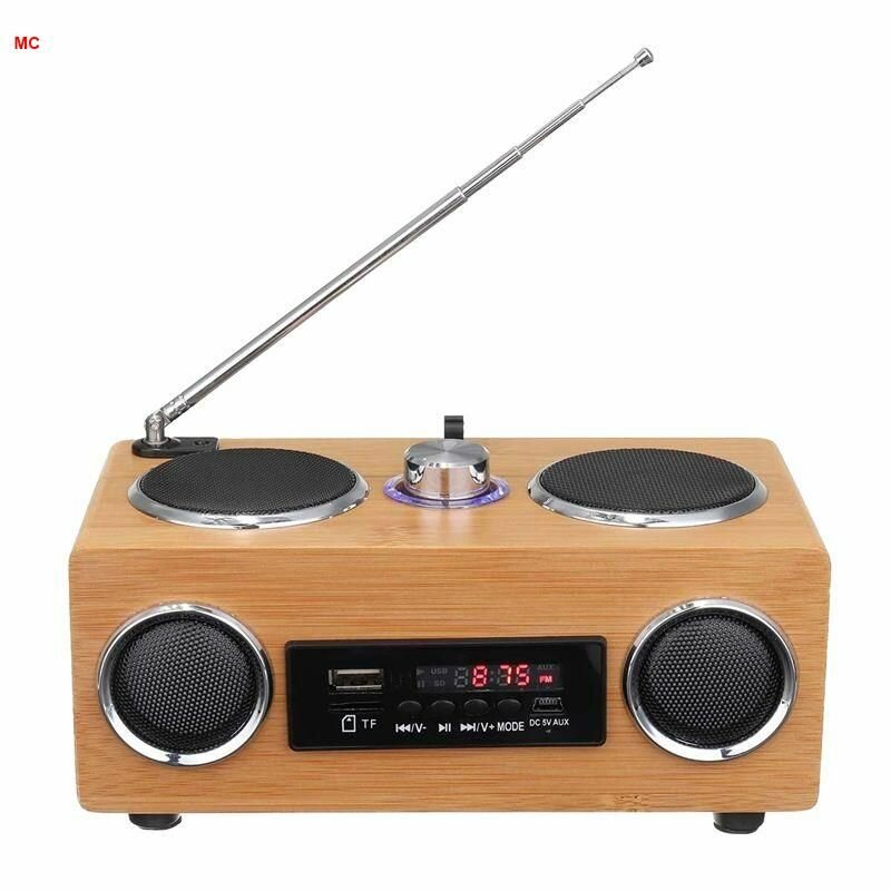 Беспроводная деревянная ретро-колонка, радио, сабвуфер, домашняя звуковая колонка, Bluetooth,