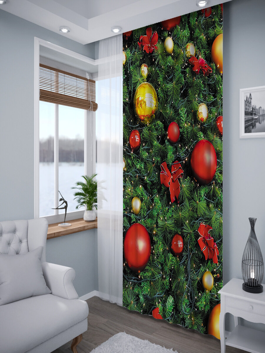 Фотошторы Homepick новогодние, шторы для гостиной в спальню 145 х265
