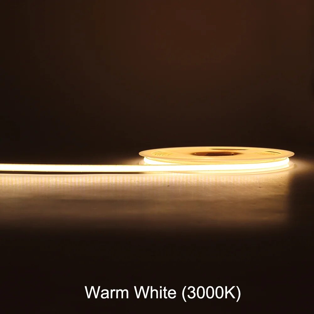 COOLAMPS Светодиодная лента COB 3/5/8/10 мм 12/24 В Warm White 3000K, 24V, 5м, 5mm-400LEDs
