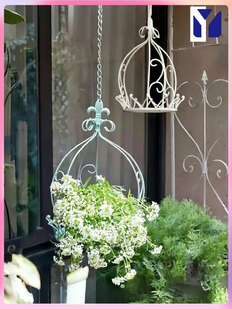 Эксклюзивное подвесное кашпо 77x23x23 см в комплектации 1 шт Balcony Garden Vintage Iron Hanging Basket