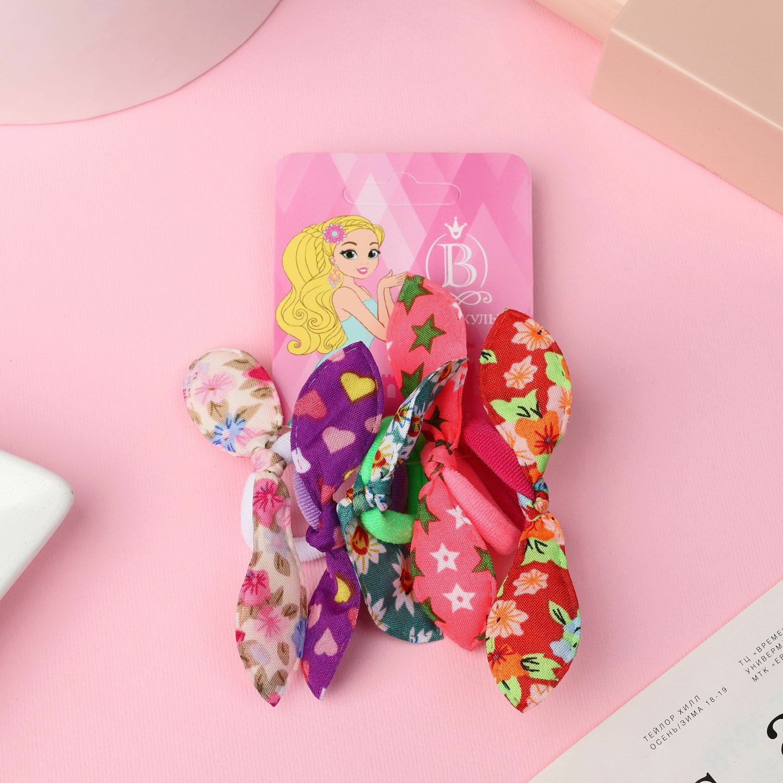 Резинки для волос "Бантик", набор 5 шт, бант, для кого: для девочек, 6 шт.