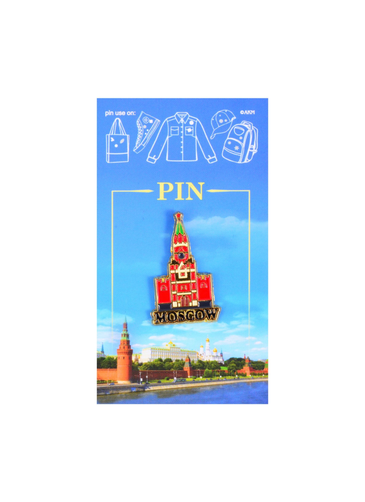 Значок-пин Москва Спасская башня мет. эмаль (55-19-04)