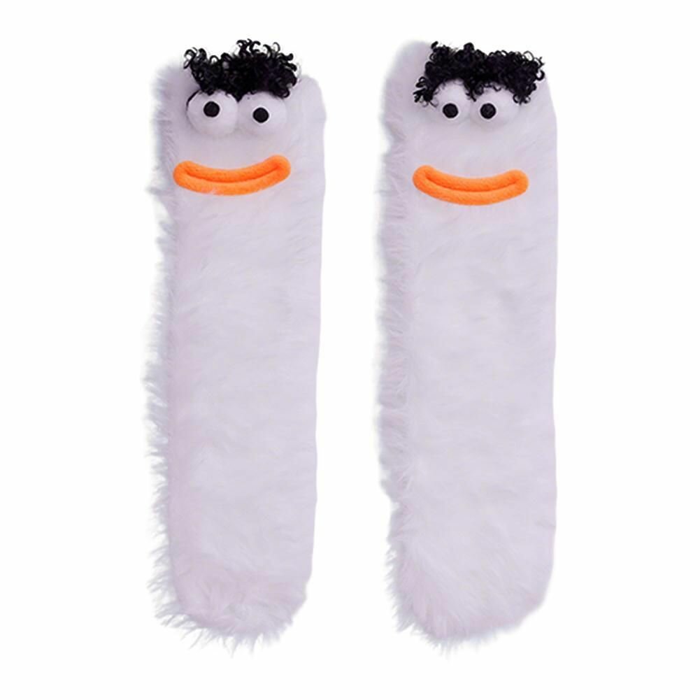 Носки из флиса с забавными рожицами, утепленные мягкие гетры для сна и дома, милые мультяшные носочки