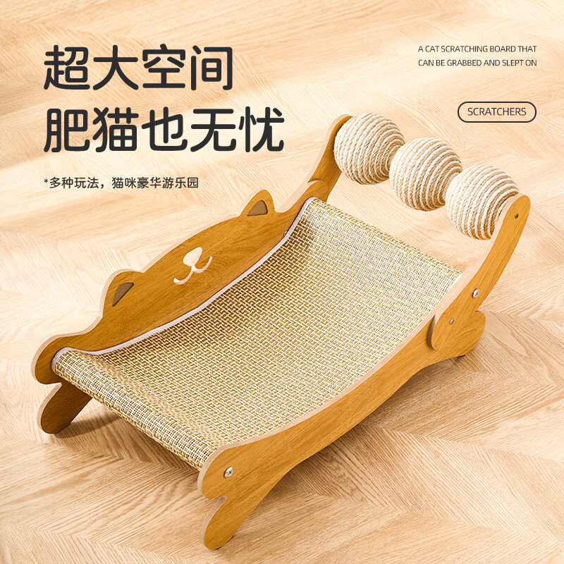 Большая кошачья кровать-диван с когтеточкой, прочный дизайн для комфорта и когтеточения кошек