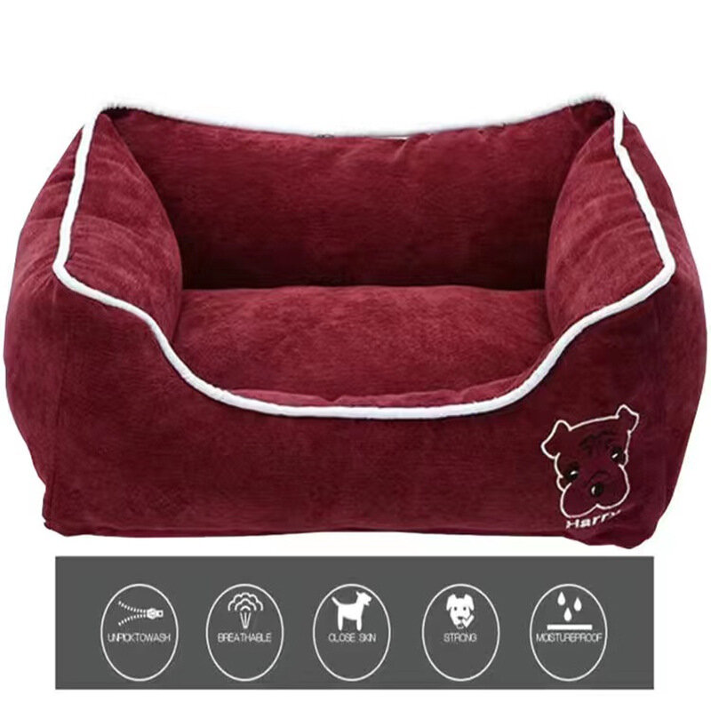 Кожаная подстилка для крупных собак, водонепроницаемая, 100x70см (подходит для животных до 80 фунтов) - бордовый