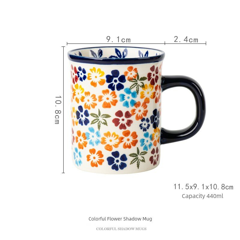 Керамическая кружка ручной росписи, ретро-стакан для воды в офис, домашняя кружка для завтрака, стильная парная кружка,