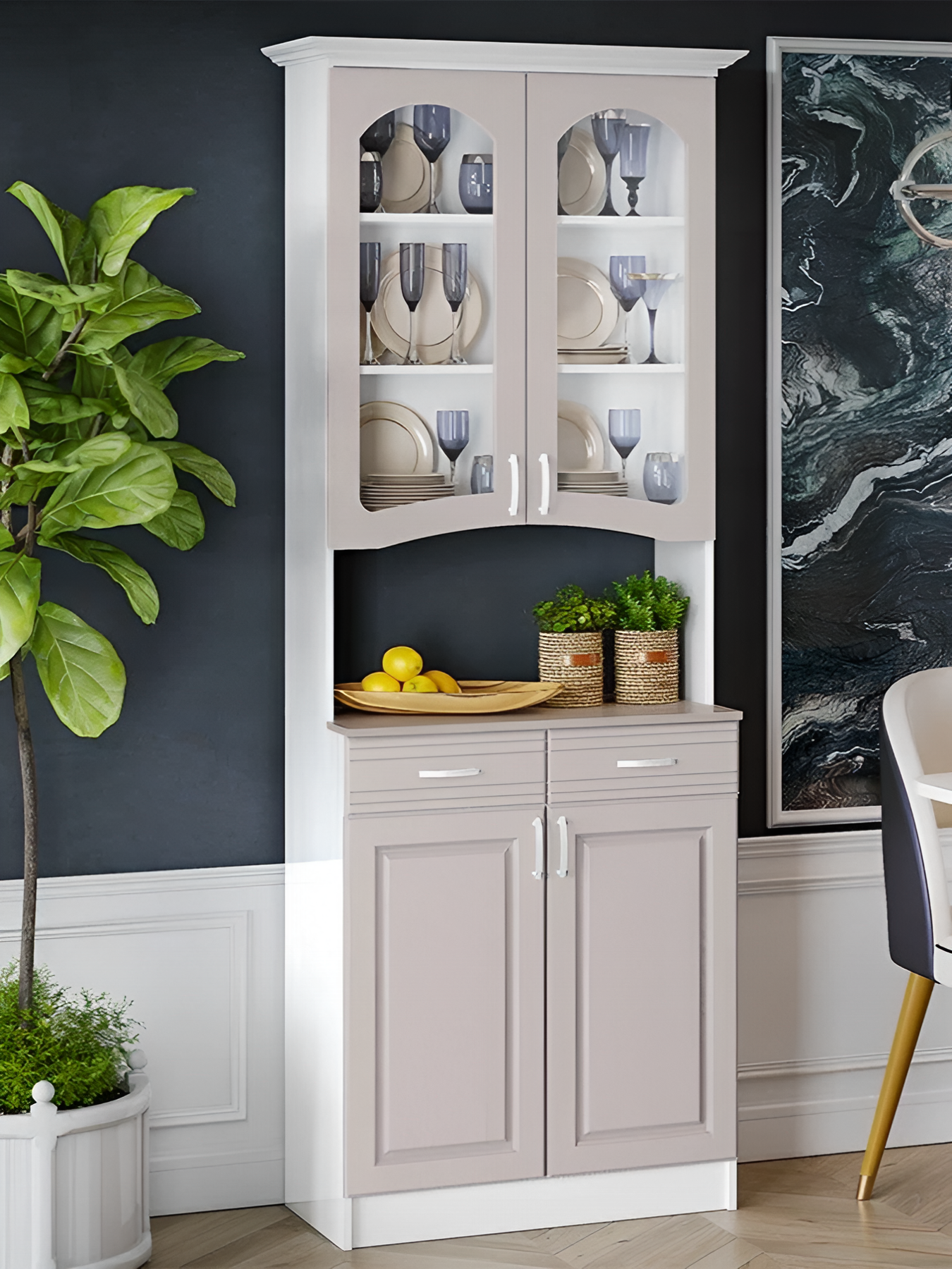 Буфет прямой двустворчатый Констанция мускат/белый миф, Мебельный рай