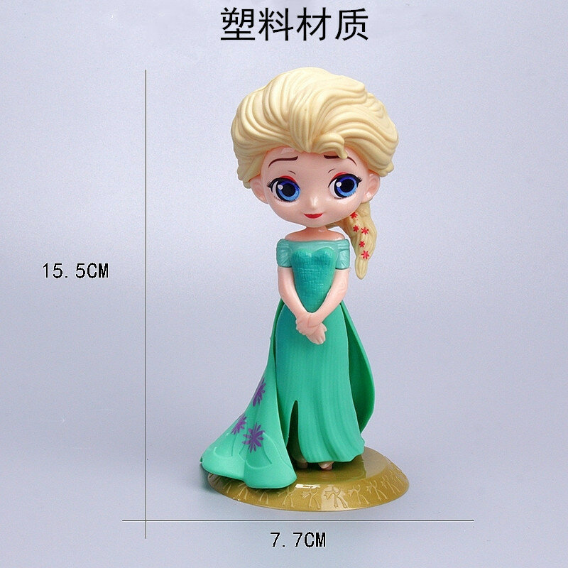 Пластиковая елочная игрушка Эльза с большими глазами (третье поколение), в зеленом платье, для девичьего дня рождения.