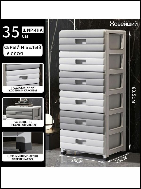 Пластиковый комод для подгузников 35x26x44.5 см — компактный шкаф для хранения в детскую и на пеленальный столик
