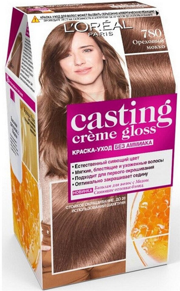 Краска для волос L'Oreal Paris Casting Creme Gloss без аммиака Ореховый Мокко 780, 180 мл
