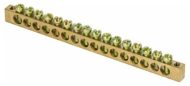 Шина PEN «ноль-земля» 6х9 16 отвер. латунь крепеж по краям PROxima EKF sn0-63-16-k