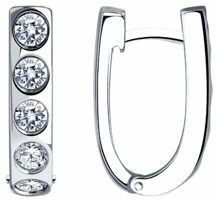 Серьги, серебро, 925 проба, родирование, фианит