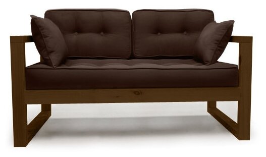 Диван двухместный DEmoku Экокожа Д-2 ЭШ-Т (цвет экокожи: шоколад, цвет дерева: темный дуб)
