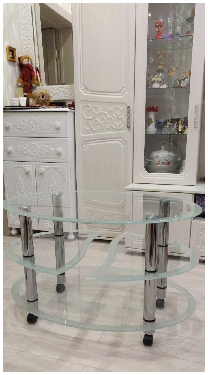 Стол журнальный стеклянный Нежность(без рисунка) 90х60х55