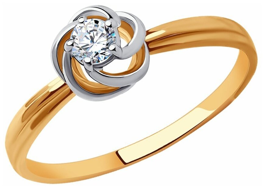 Кольцо, красное золото, 585 проба, фианит