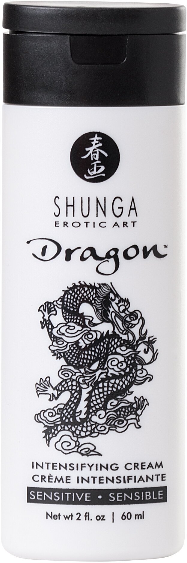 Shunga Dragon Sensitive Усиливающий интимный крем, длительное скольжение для двоих, эффект ледяного огня, 60 мл