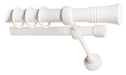 Карниз металлический Валенсия, 2-рядный, гладкий, D-25/16 мм, цвет белый, 2,4 м.