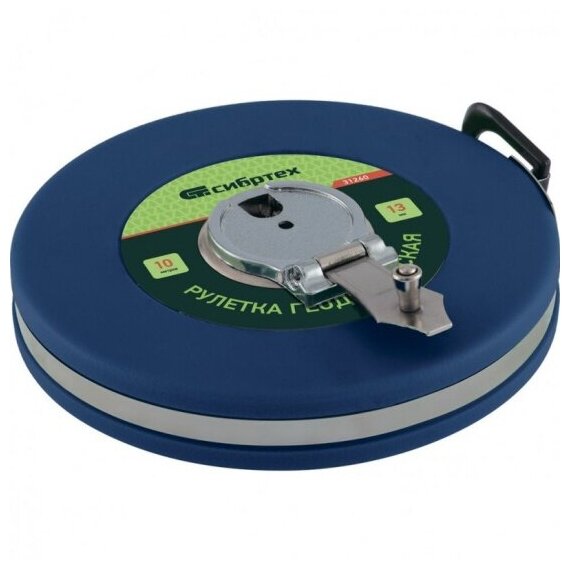 Рулетка геодезическая Сибртех 31263, 50 м х 13 мм, закрытый корпус, фиберглассовая лента