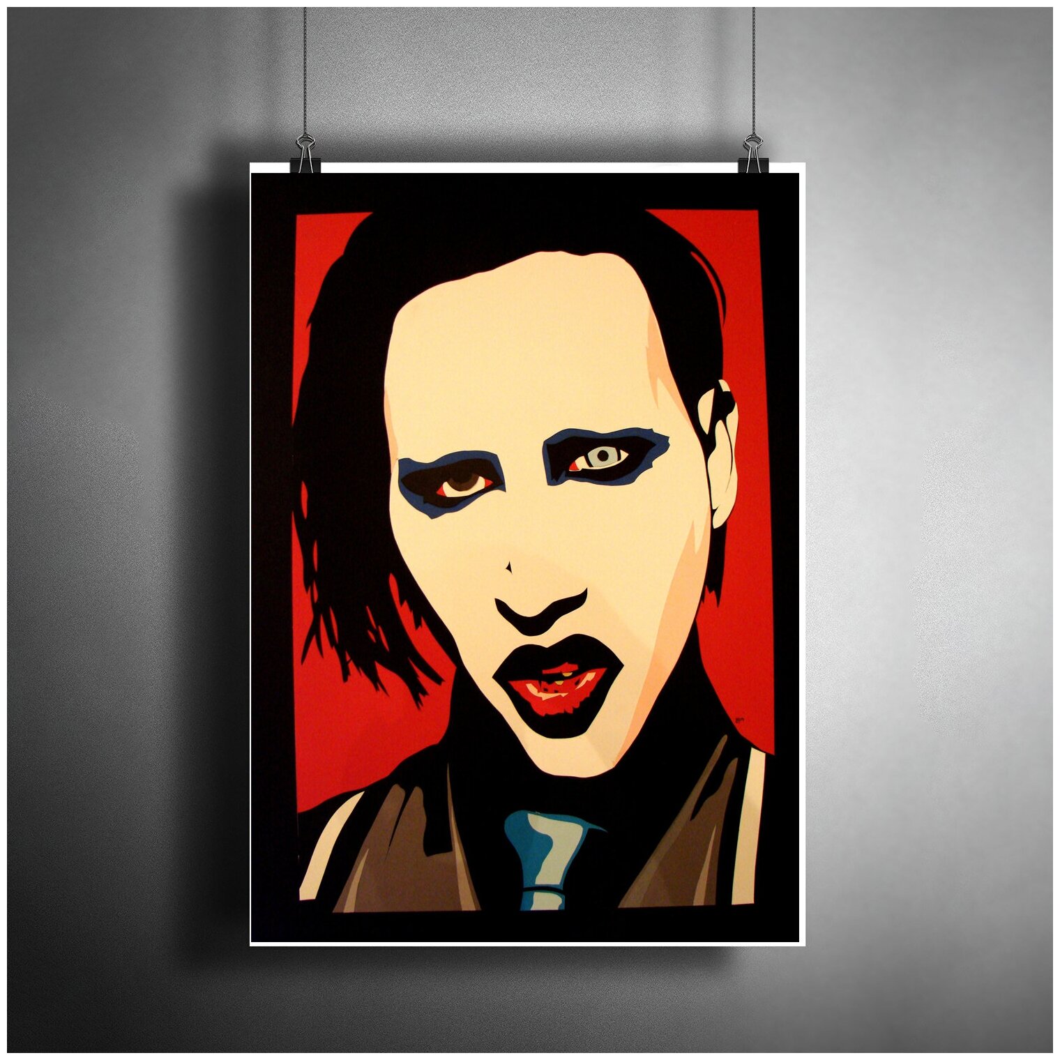 Постер плакат для интерьера "Музыка: Американский рок-певец Marilyn Manson (Мерлин Мэнсон) Арт постер" / Декор дома, офиса, комнаты A3 (297 x 420 мм)