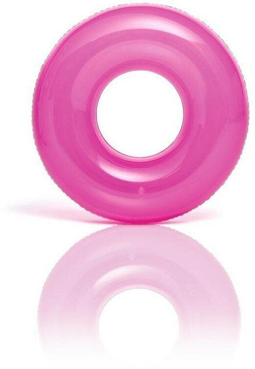 Круг надувной 76 см, прозрачный неоновые цвета, розовый, Intex Deluxe, от 8 лет