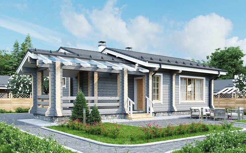 Готовый проект бани № 8, из бруса массива профилированного ЕВ 140х145h мм.