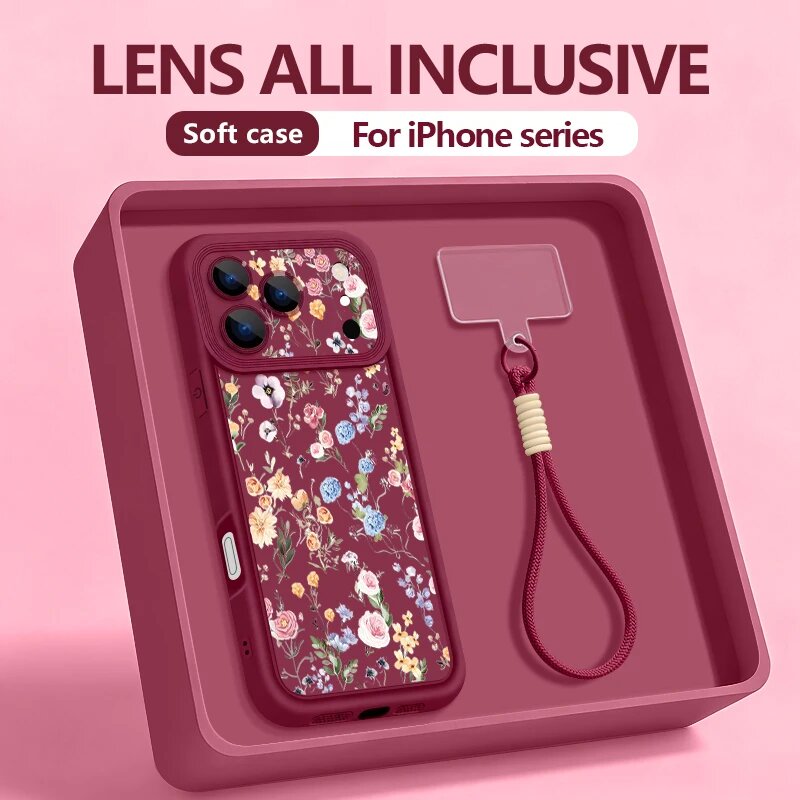 Чехол для iPhone 17 Pro Max, Wine Red, с ремешком