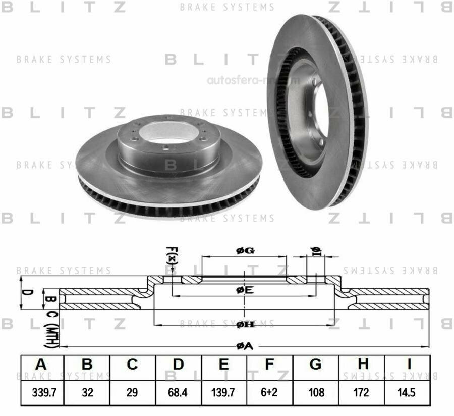 BLITZ BS0347 Диск тормозной TOYOTA LAND CRUISER PRADO (J150) 10- передний