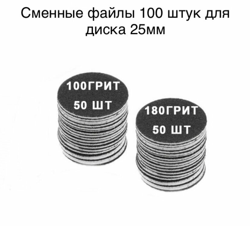 Сменные файлы 25 мм, 100 грит (50 шт), 180 грит (50 шт)