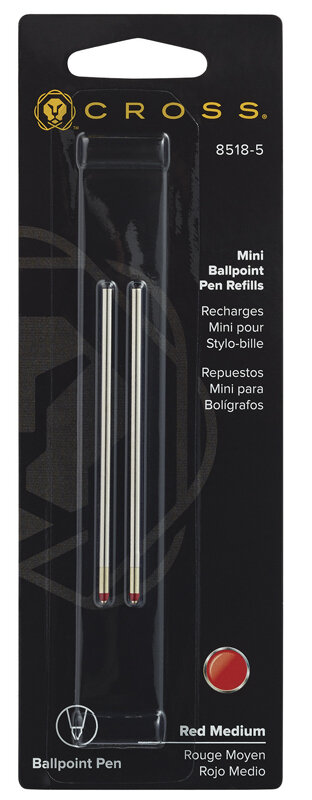 Стержень (2 шт) шариковый для ручки Tech3+ Tech4 средний (красный) CROSS 8518-5