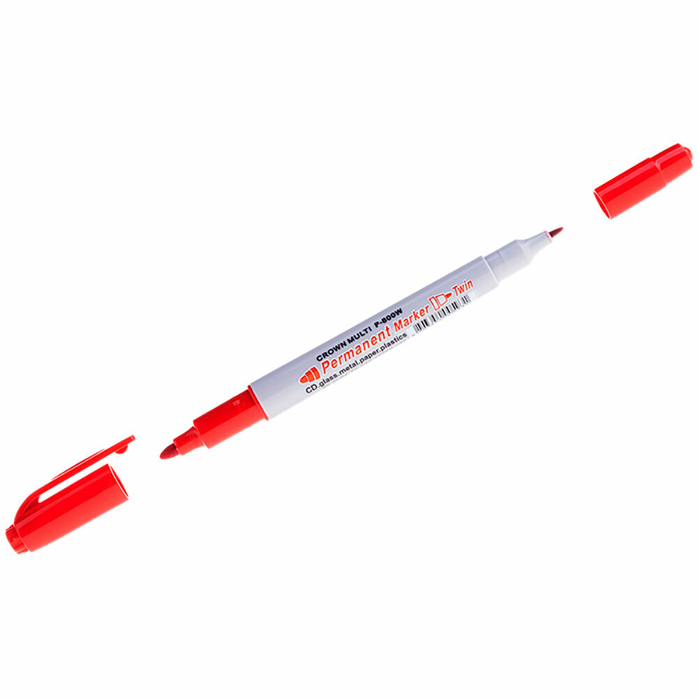 Маркер перманентный Crown Multi Marker Twin двухсторонний 2 мм/1 мм красный